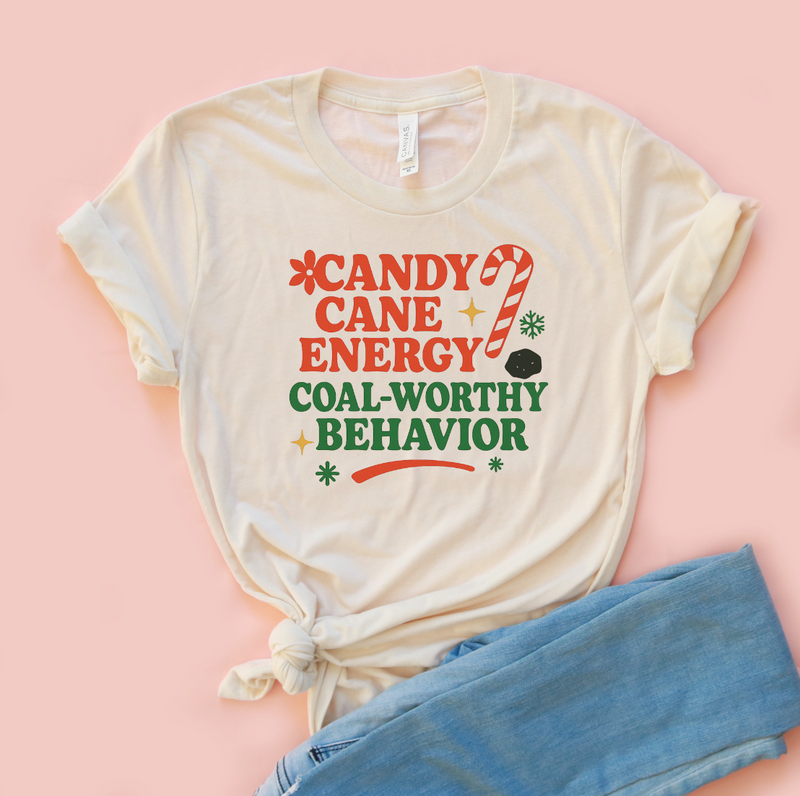 Candy Cane Energy Christmas Tee – Saturday Morning Pancakes